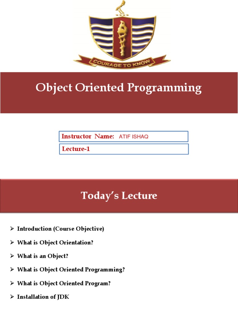 Object Oriented Programming Object Oriented Programming Lecture 1 5372