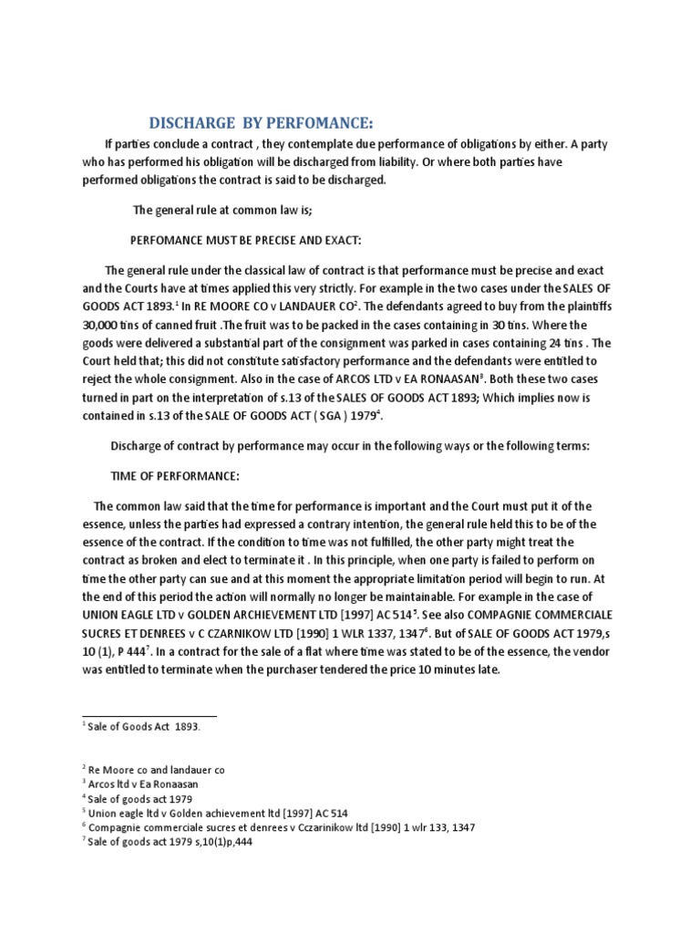 Discharge of Contract by Performance | PDF | Legal Tender | Payments