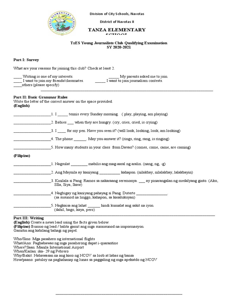 Qualifying Exam-Journalism | PDF | Philippines | Communication