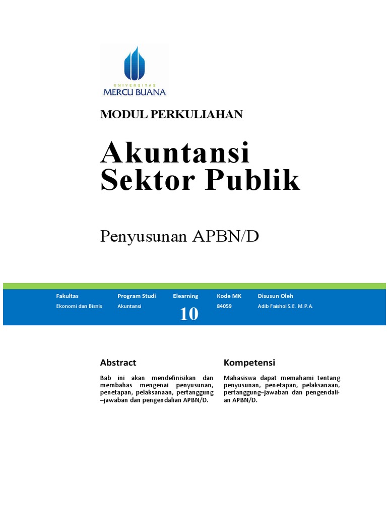 Modul Akuntansi Sektor Publik (TM10) | PDF | Pengelolaan Keuangan & Uang