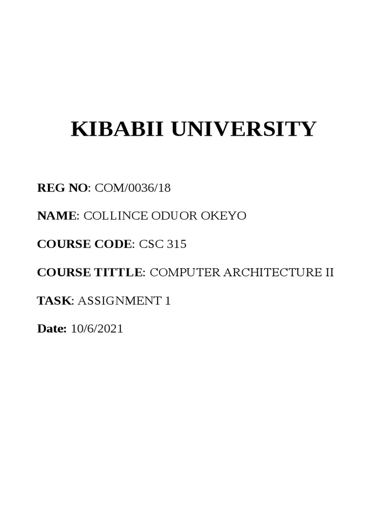 Computer Architecture Assignment 1 | PDF | Input/Output | Computer Data ...