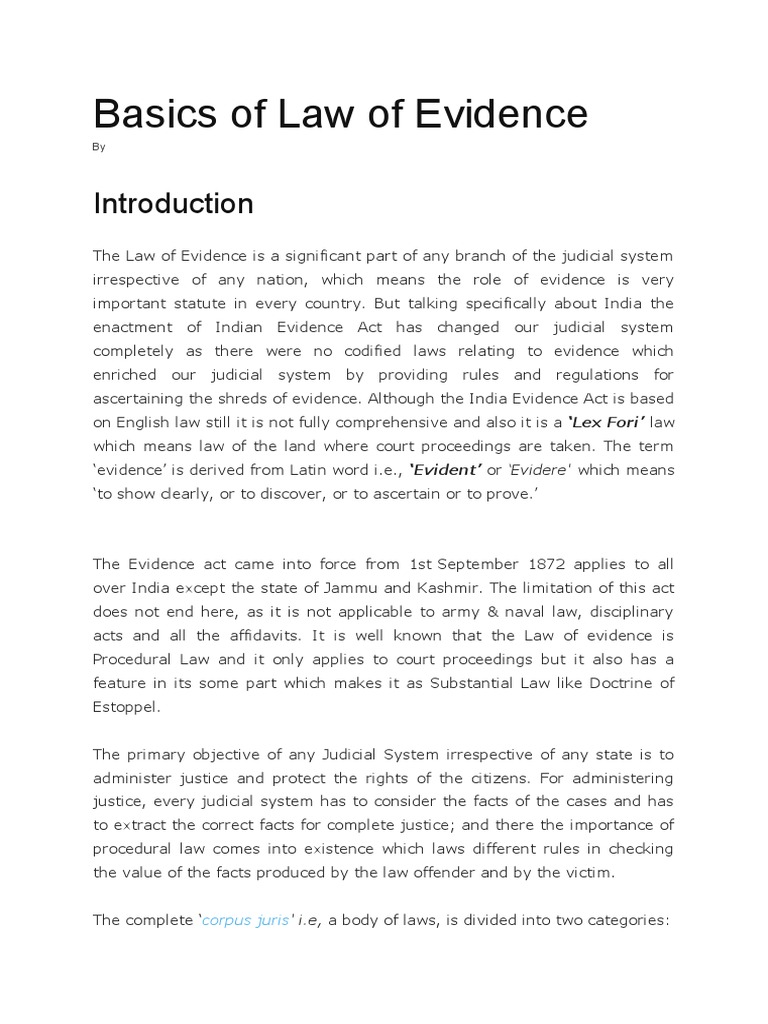 Basics of Law of Evidence | PDF | Confession (Law) | Witness