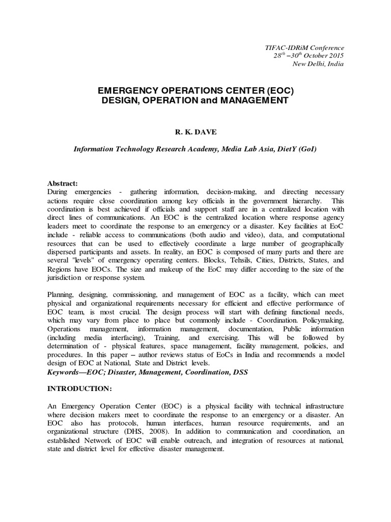 Eoc Design | PDF | Emergency Management | Emergency