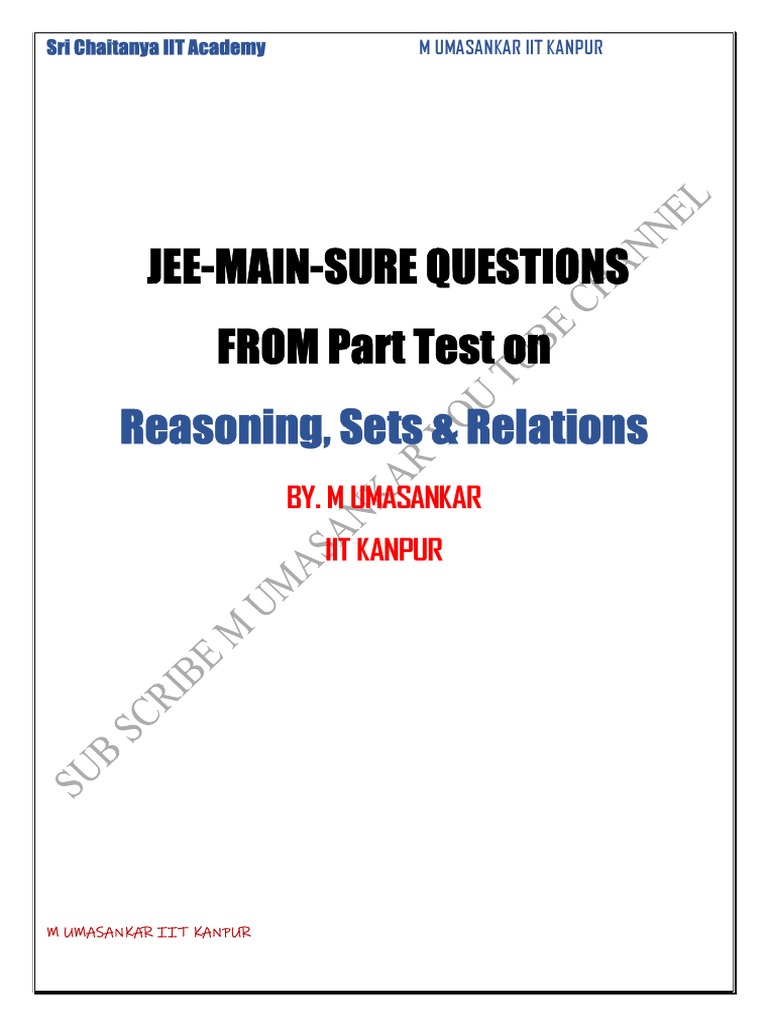 10.jee Main Sure Questions On Sets Relations and Reasoning | PDF ... 10.jee Main Sure Questions On Sets Relations and Reasoning | PDF ...