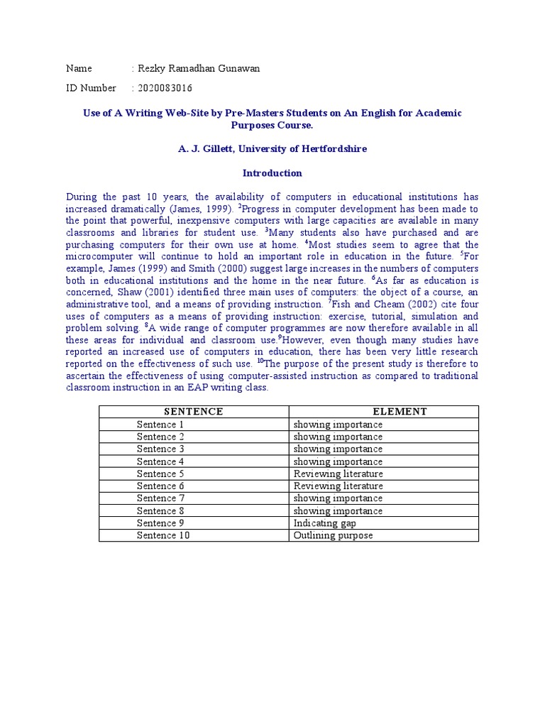 Use of A Writing Web-Site by Pre-Masters Students On An English For ...