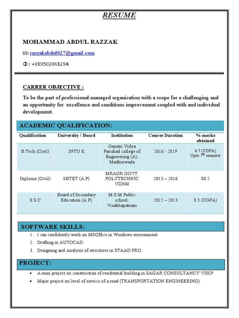 Razzak Resume | PDF | Behavior Modification | Cognition