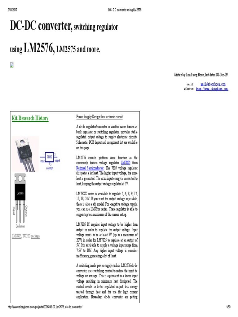 DC-DC Converter Using LM2576 | PDF | Inductor | Electrical Network