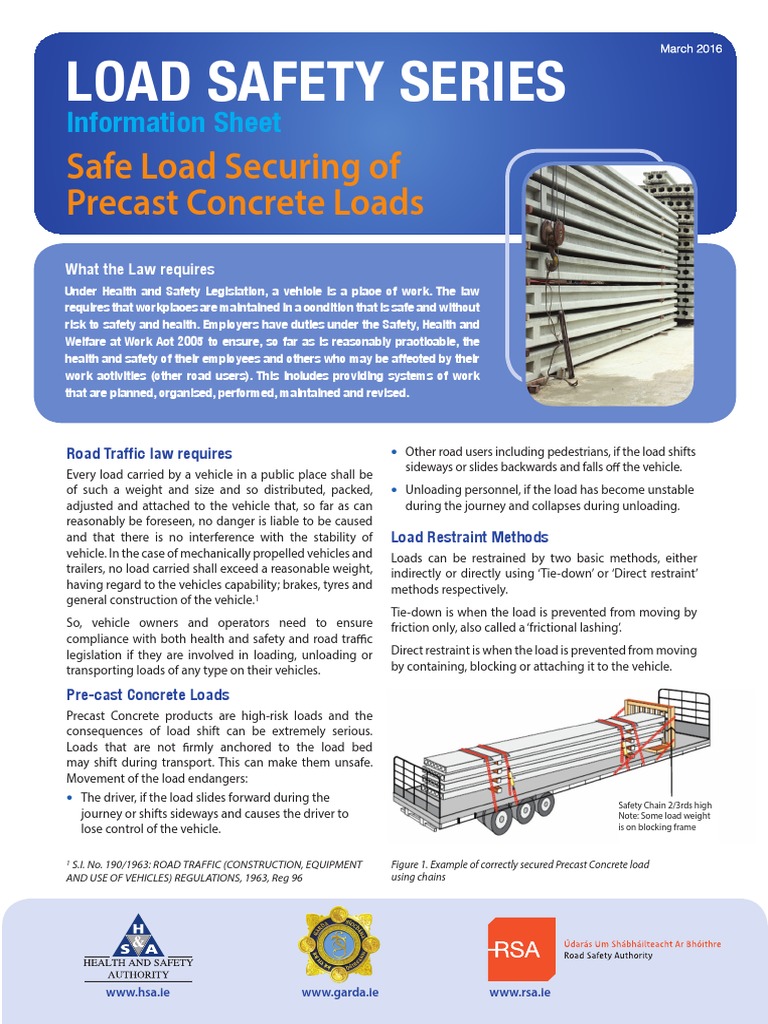 Securing Precast Concrete Loads Safely | PDF | Vehicles | Occupational ...