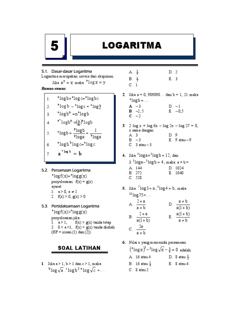 Logaritma | PDF | Metode & Bahan Ajar
