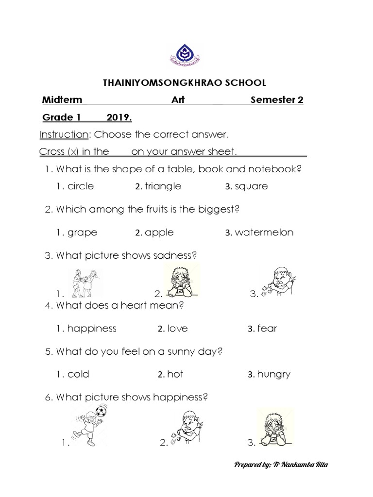 Grade 1 Art Mid Test | PDF