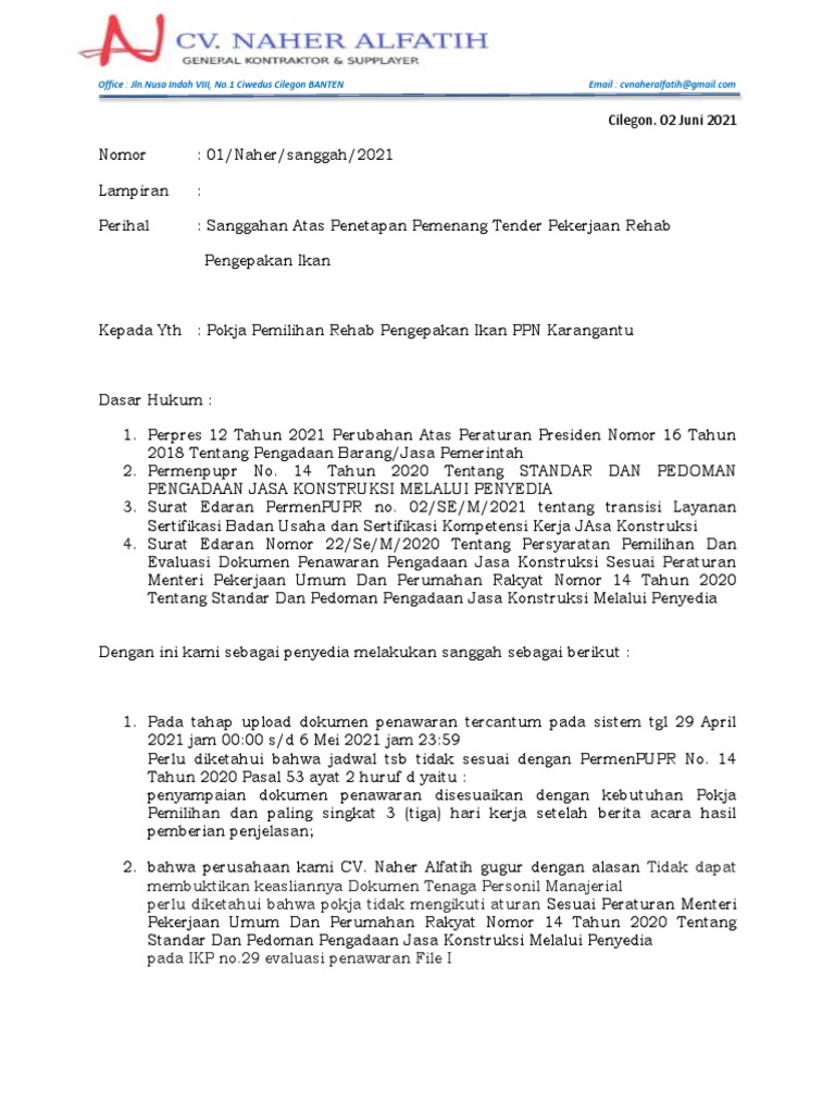 SANGGAHAN_TENDER | PDF