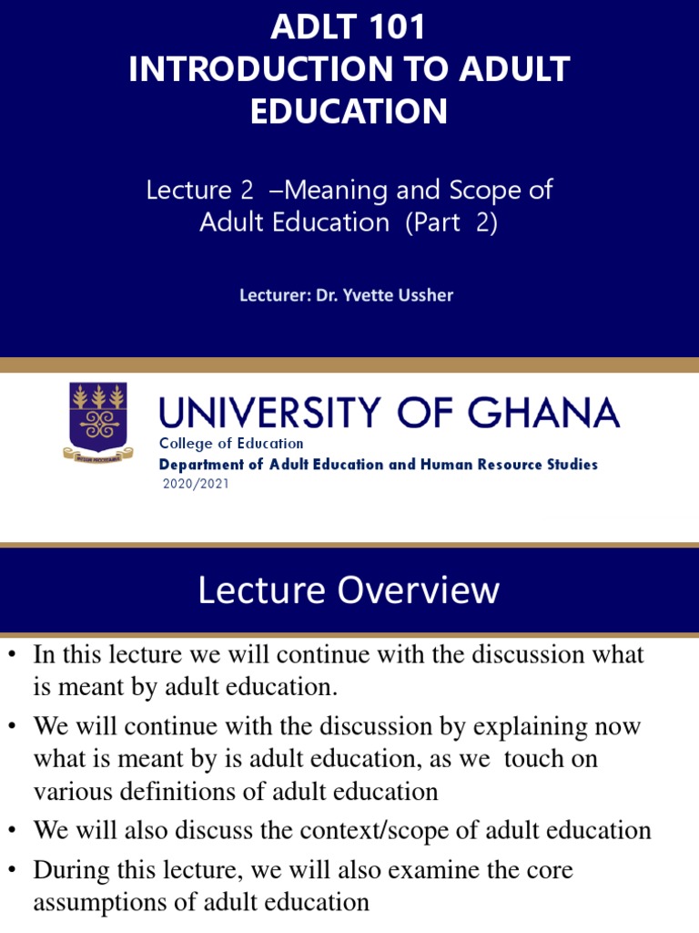 2021 Adlt 101 Lecture 2 | PDF | Adult Education | Schools