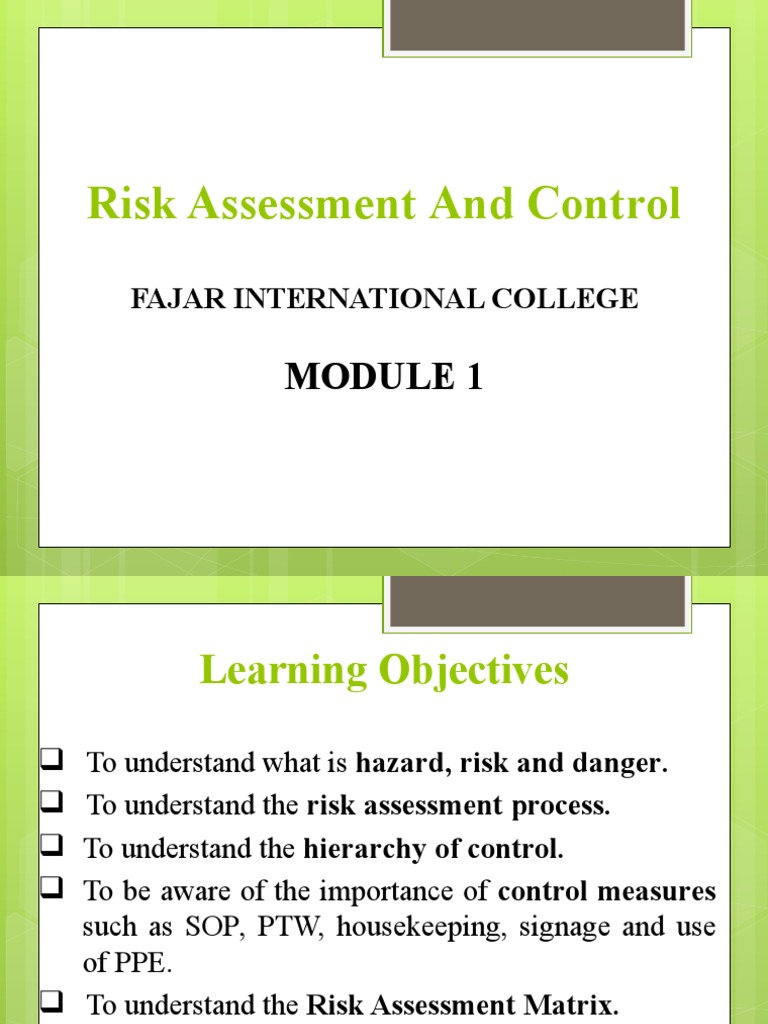 Risk Assessment & Control Module 1 | PDF | Risk | Hazards