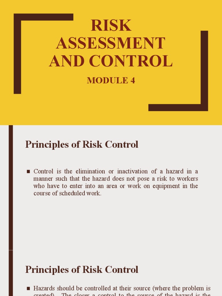 Risk Assessment & Control Module 4 | PDF | Personal Protective ...