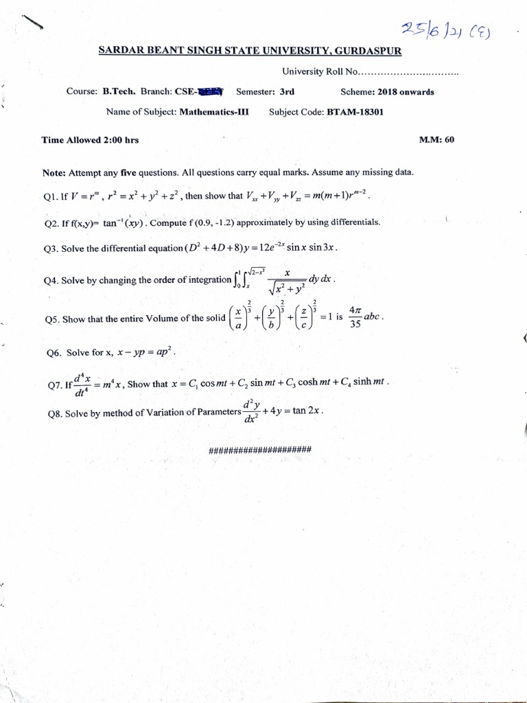 Btam-18301 3rd Cse | PDF