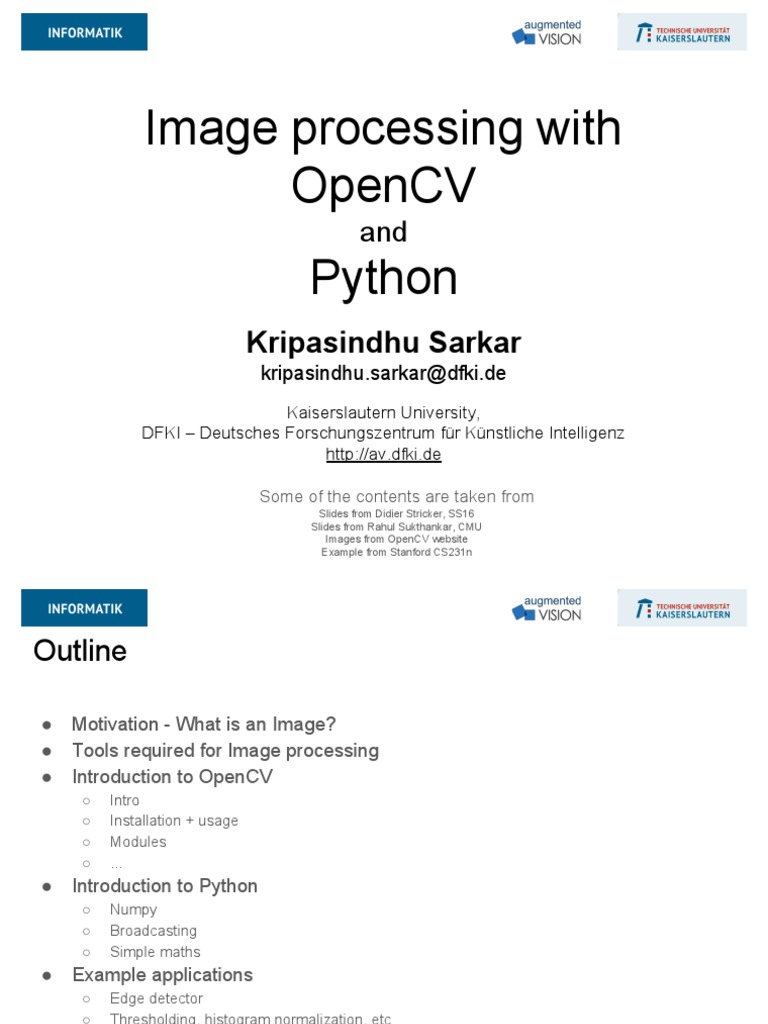 Image Processing With Opencv Python: Kripasindhu Sarkar | PDF | Multidimensional Signal ...