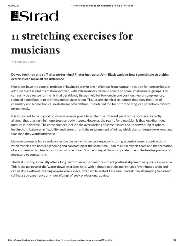 Stretching Exercises for Musicians | PDF | Arm | Elbow