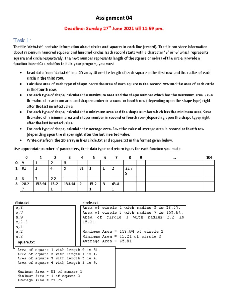 Assignment 04 1 | PDF | Area | Text File