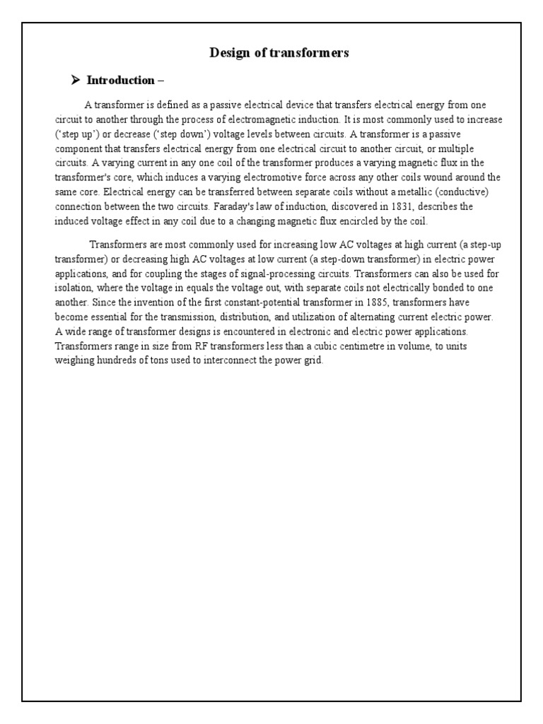 Design of Transformers | PDF | Electromagnetic Induction | Transformer