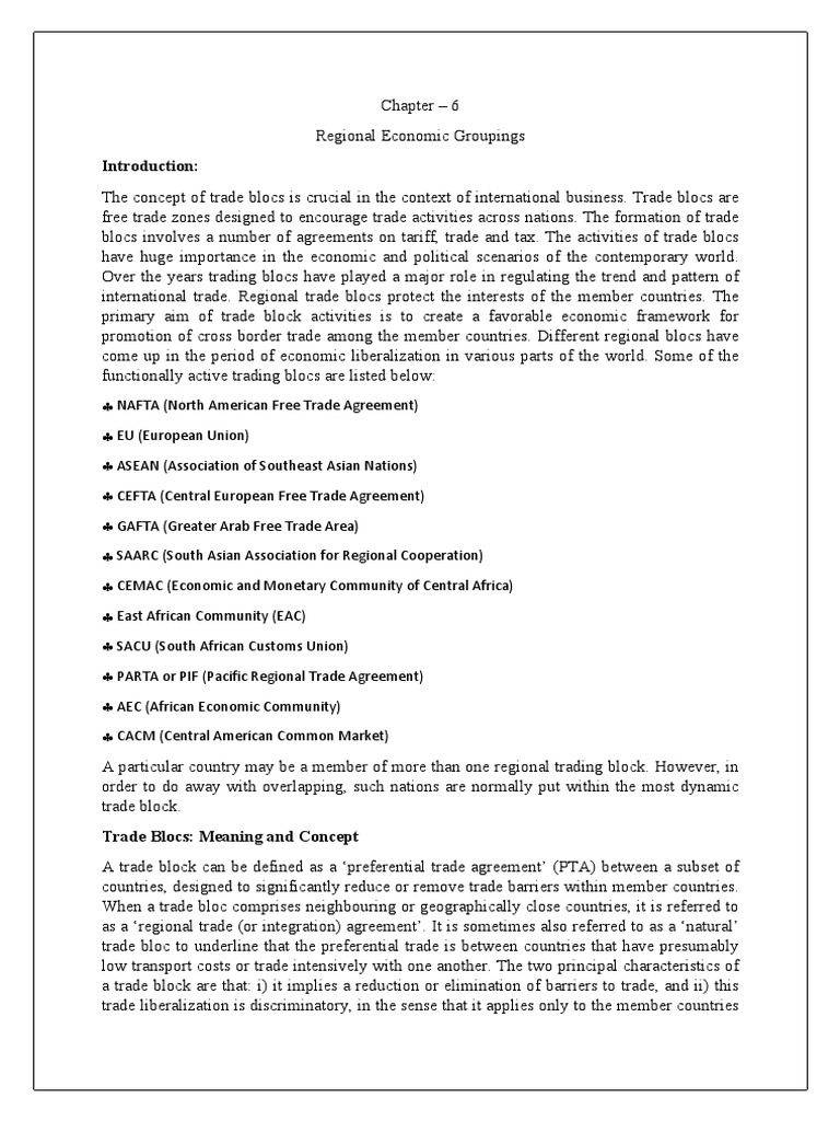 Regional Trade Blocs Overview | PDF | North American Free Trade ...