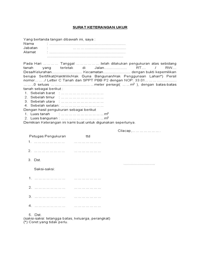 Surat Keterangan Ukur | PDF