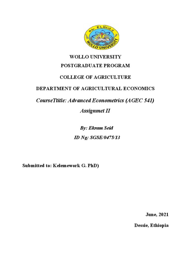 Ekram Assignment ECONO | Download Free PDF | Correlation And Dependence | Statistical Theory