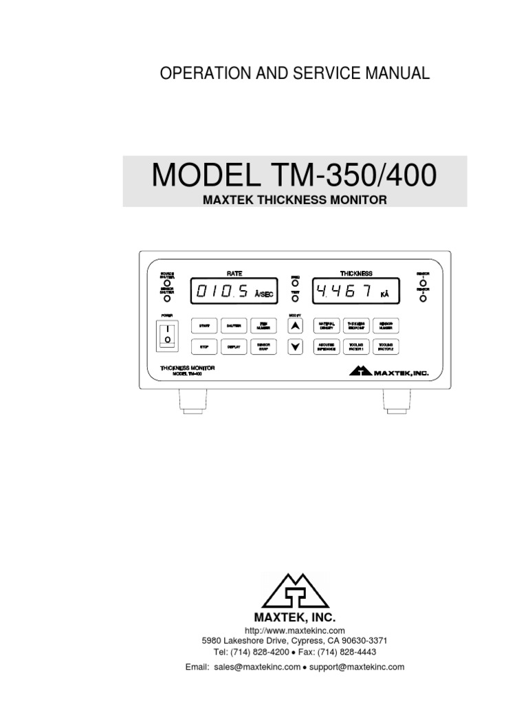 MODEL TM-350/400: Operation and Service Manual | PDF | Digital To ...