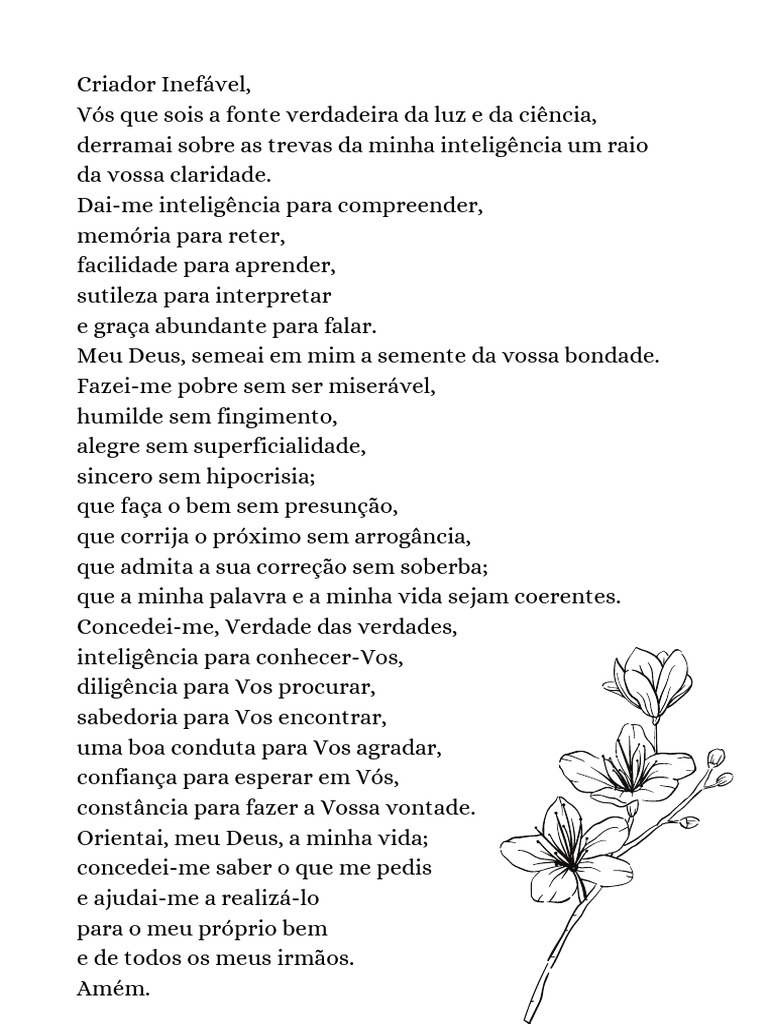 Criador Inefável, Vós Que Sois a Fonte Verdadeira Da Luz e Da Ciência ...