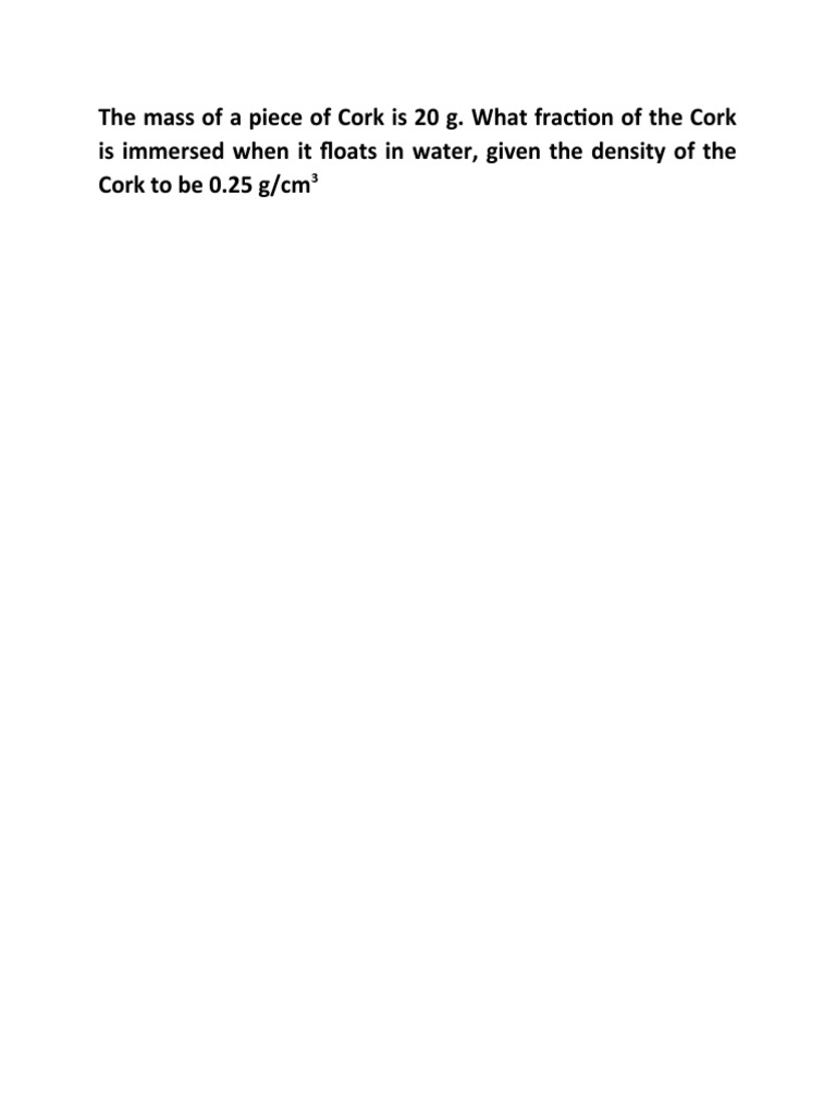 Exam Questions On Archimedes Principle and Law of Flotation | PDF