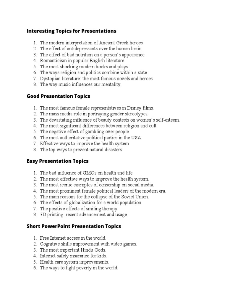 Interesting Topics For Presentations | PDF | Social Media | Popular ...
