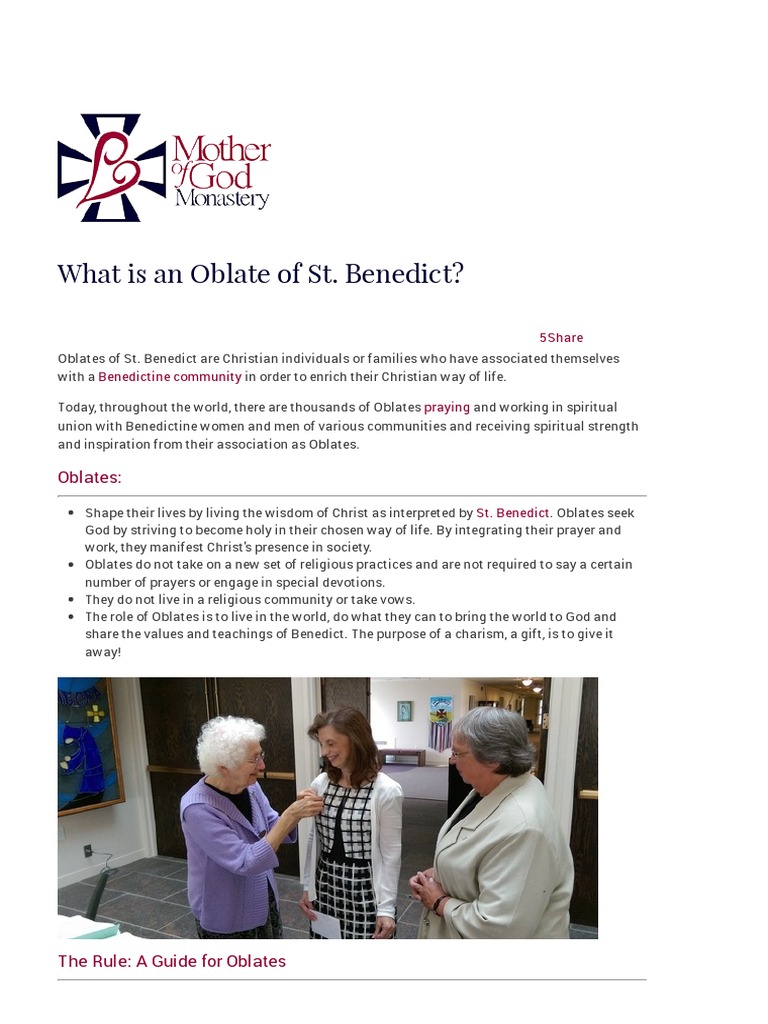 What Is An Oblate of St. Benedict - Mother of God Monastery Watertown ...