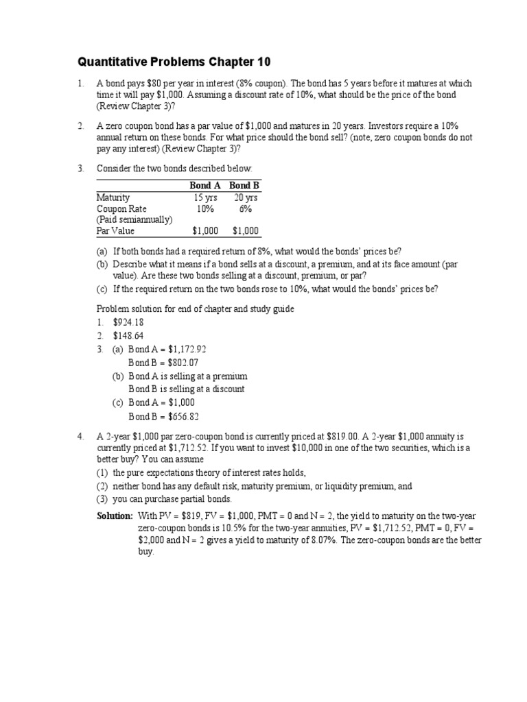 Quantitative Problems Chapter 10 | PDF | Bond Duration | Bonds (Finance)