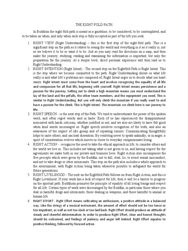 The Eight Fold Path | Download Free PDF | Noble Eightfold Path ...