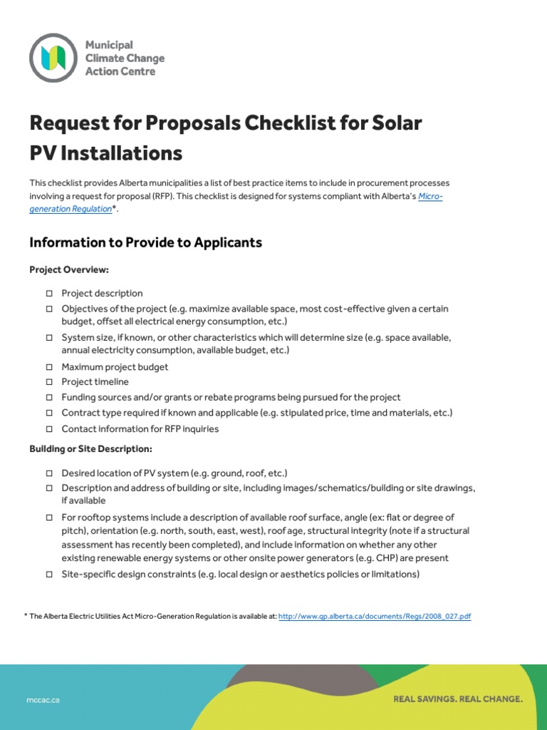 Final Solar RFP Checklist 20190918-2 | Download Free PDF | Photovoltaic ...