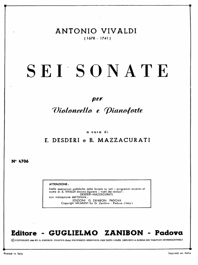 Vivaldi Cello Sonate | PDF
