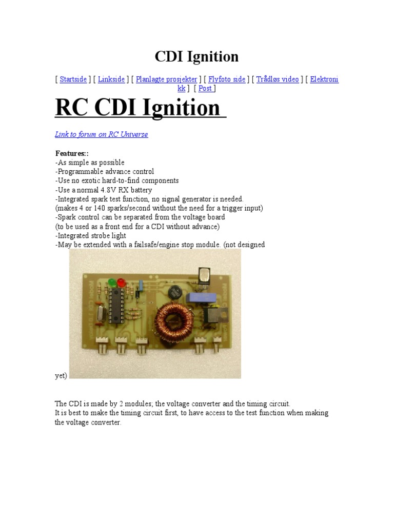 CDI Ignition Casero | PDF | Ignition System | Electronic Circuits