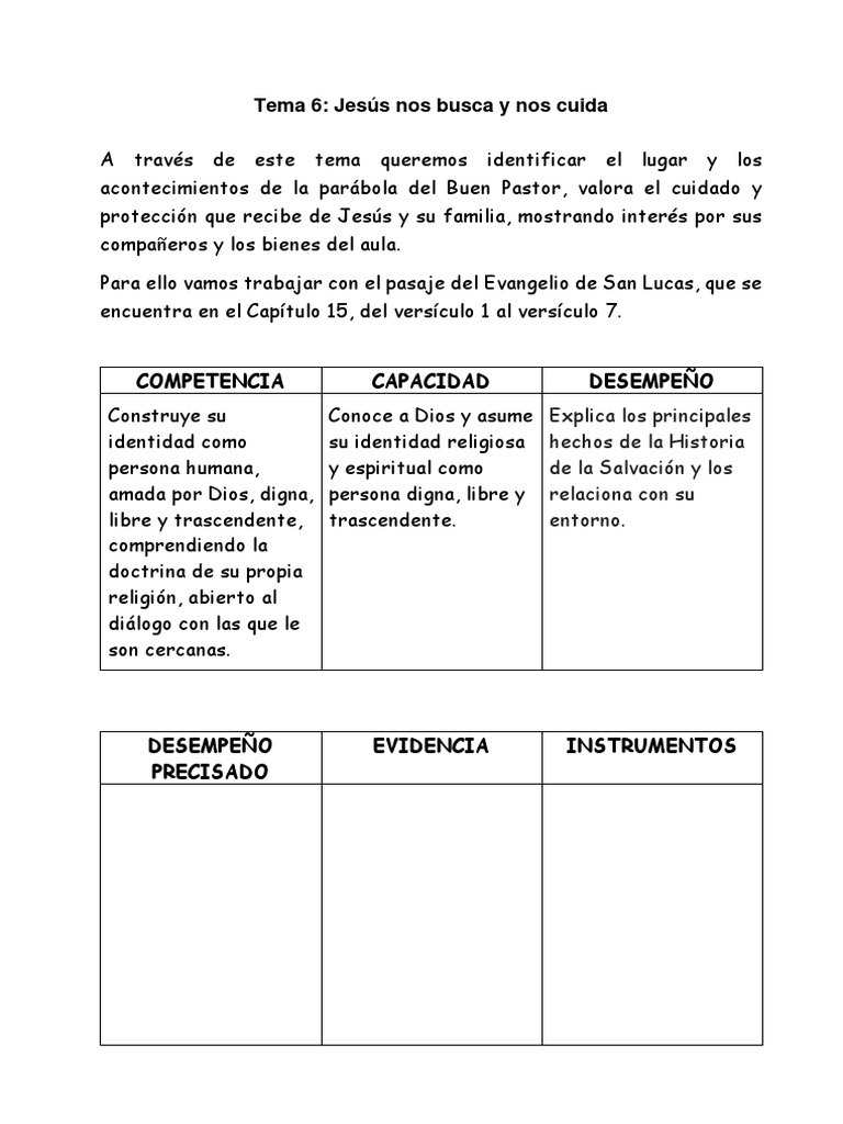 2P Tema 06 Jesús Nos Busca y Nos Cuida | Descargar gratis PDF ...