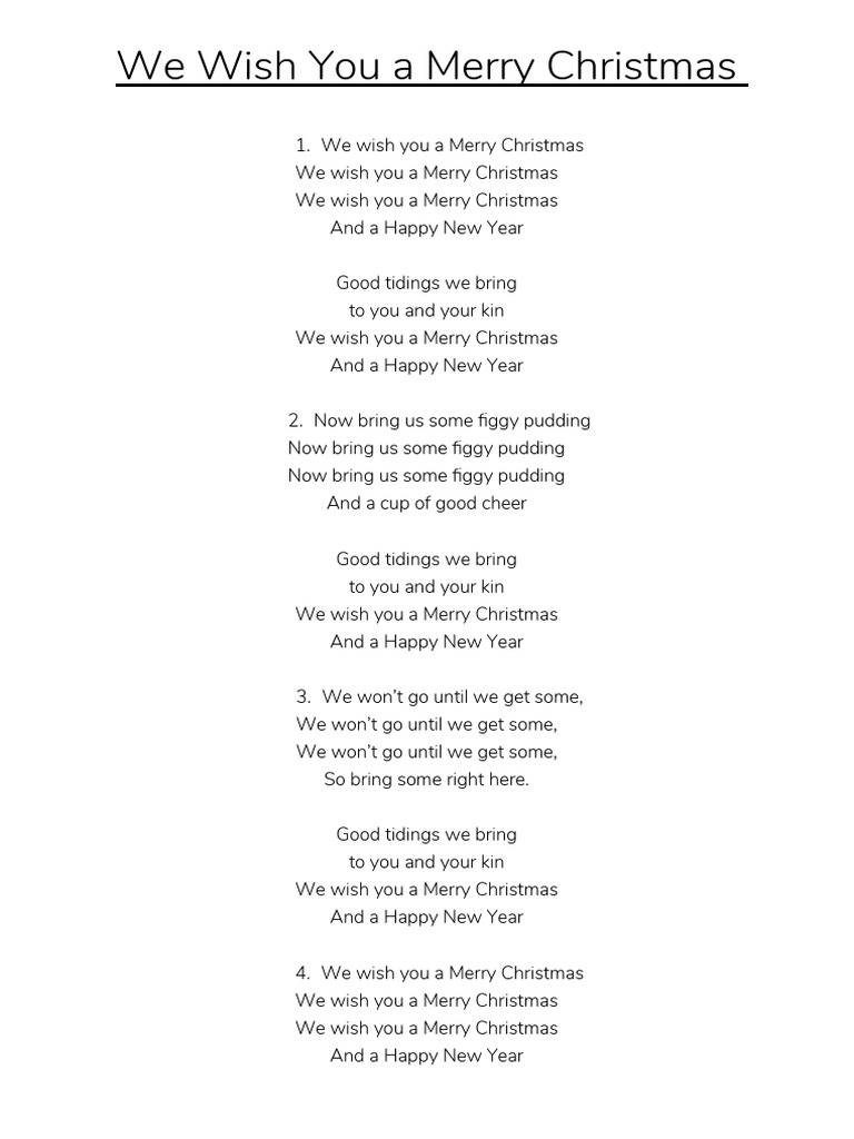 We Wish You A Merry Christmas (Lyrics) | PDF