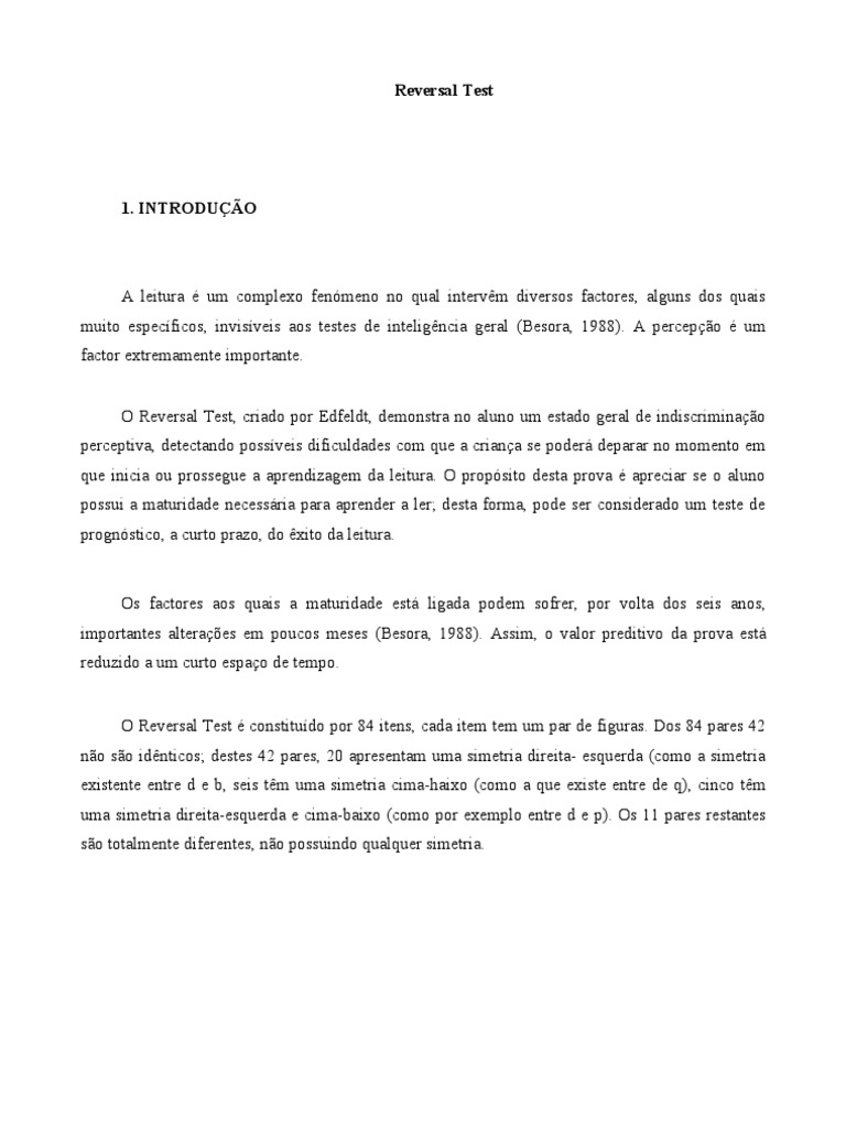 REVERSAL TEST Manual | PDF | Desenho | Aprendizado
