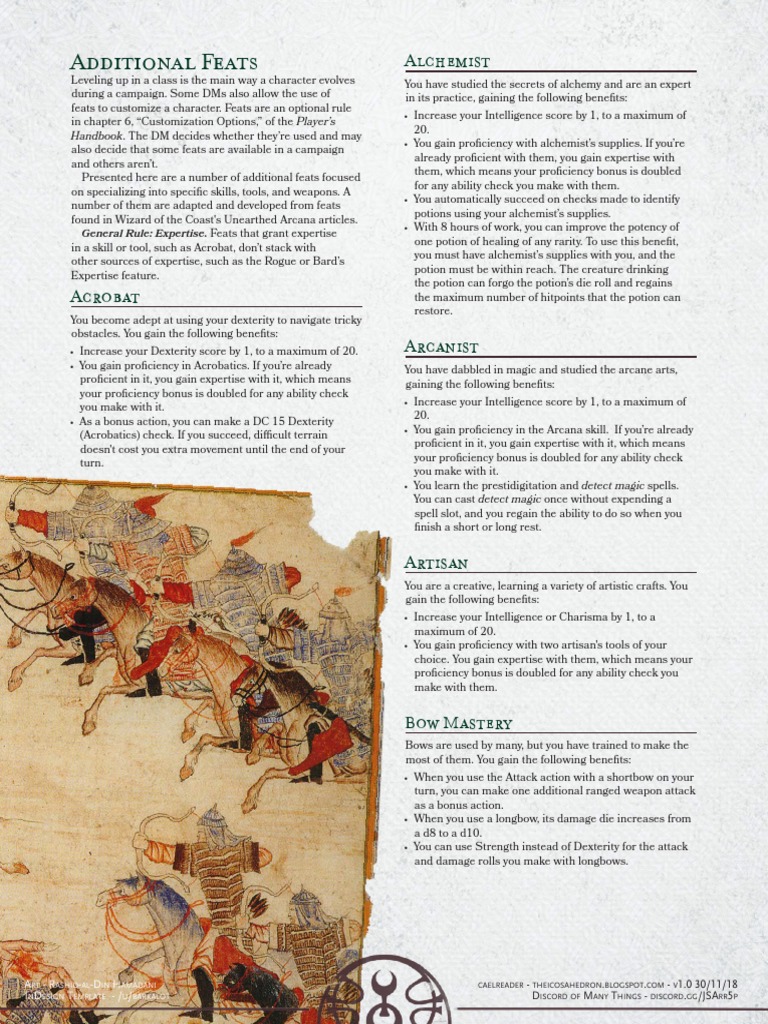 Specializing Your Character: Additional Feats for Skills, Tools, and ...