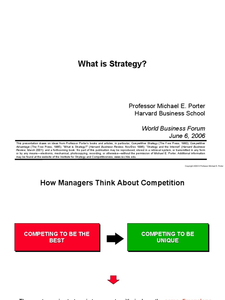 What Is Strategy?: Professor Michael E. Porter Harvard Business School ...