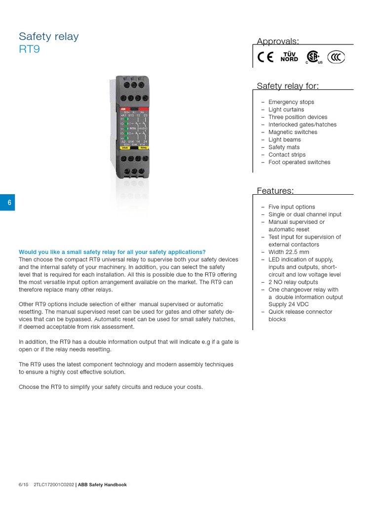 RT9 Safety Relay ABB | PDF | Relay | Switch