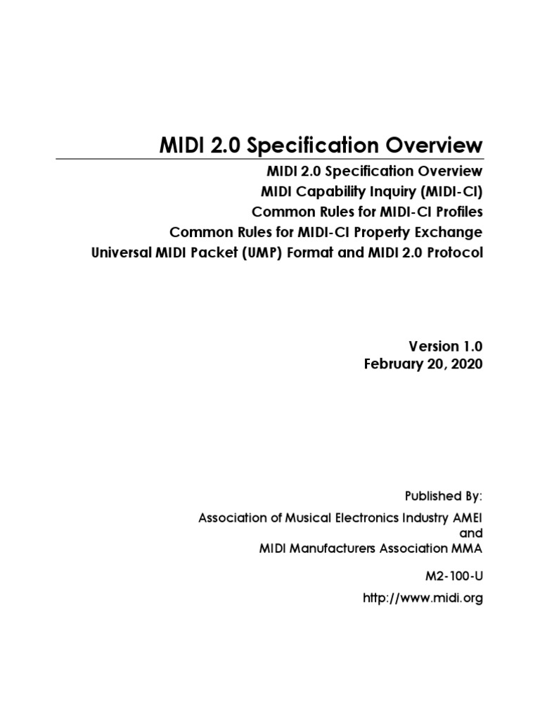 M2-100-U v1-0 MIDI 2-0 Specification Overview | PDF | Specification ...