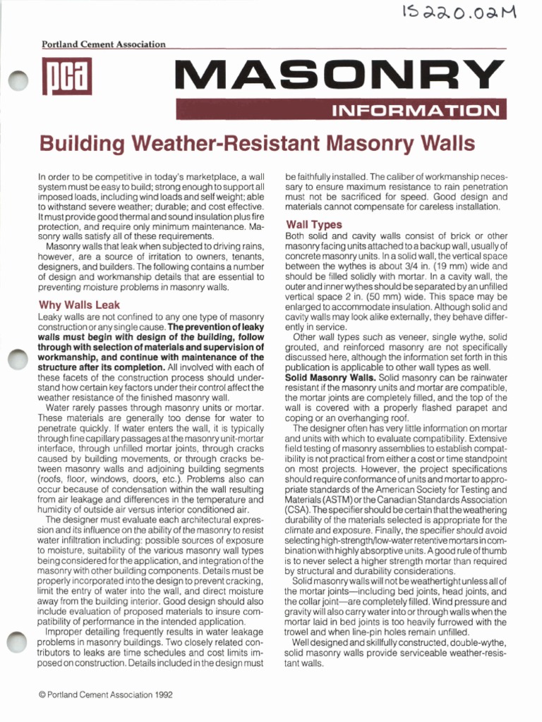Weather-Resistant Masonry Wall Design | PDF | Masonry | Wall