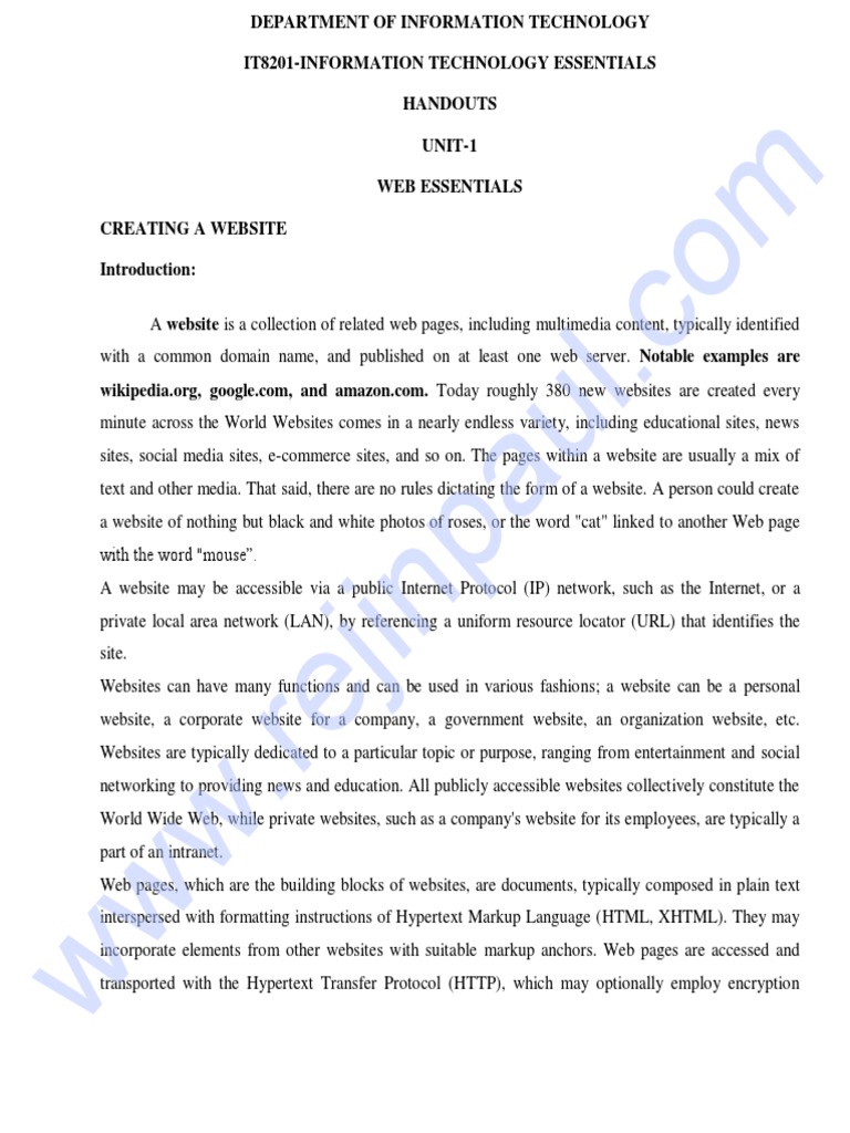 Website Creation Essentials Guide | PDF | Domain Name System | World ...