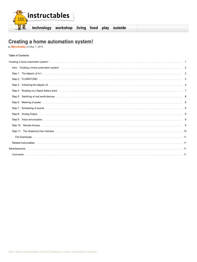 Creating A Home Automation System | PDF | Relay | Input/Output