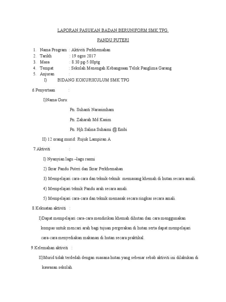 Laporan Perkhemahan P.puteri | PDF