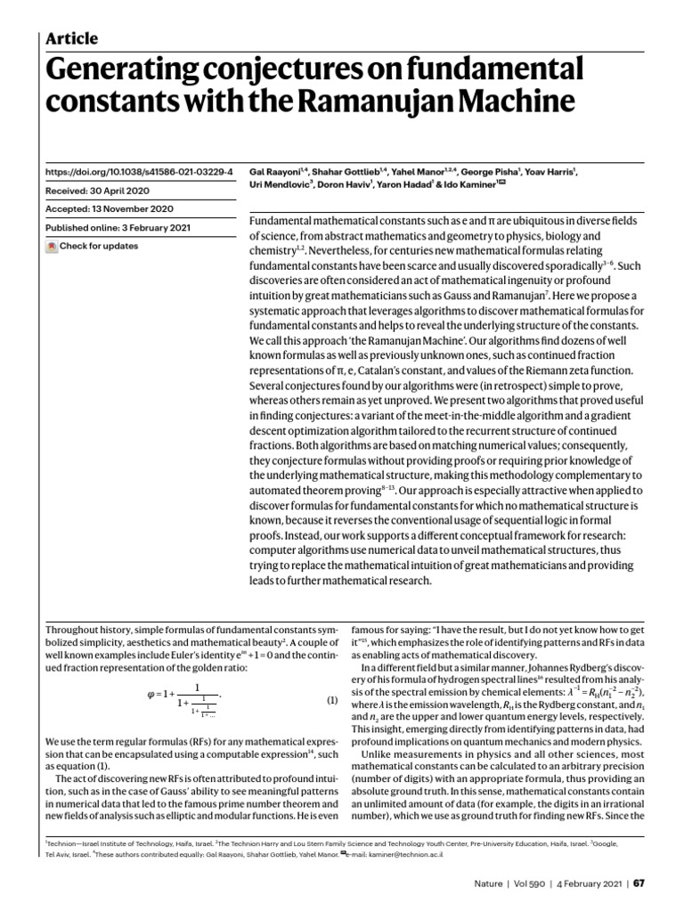 Generating Conjectures On Fundamental Constants With The Ramanujan ...