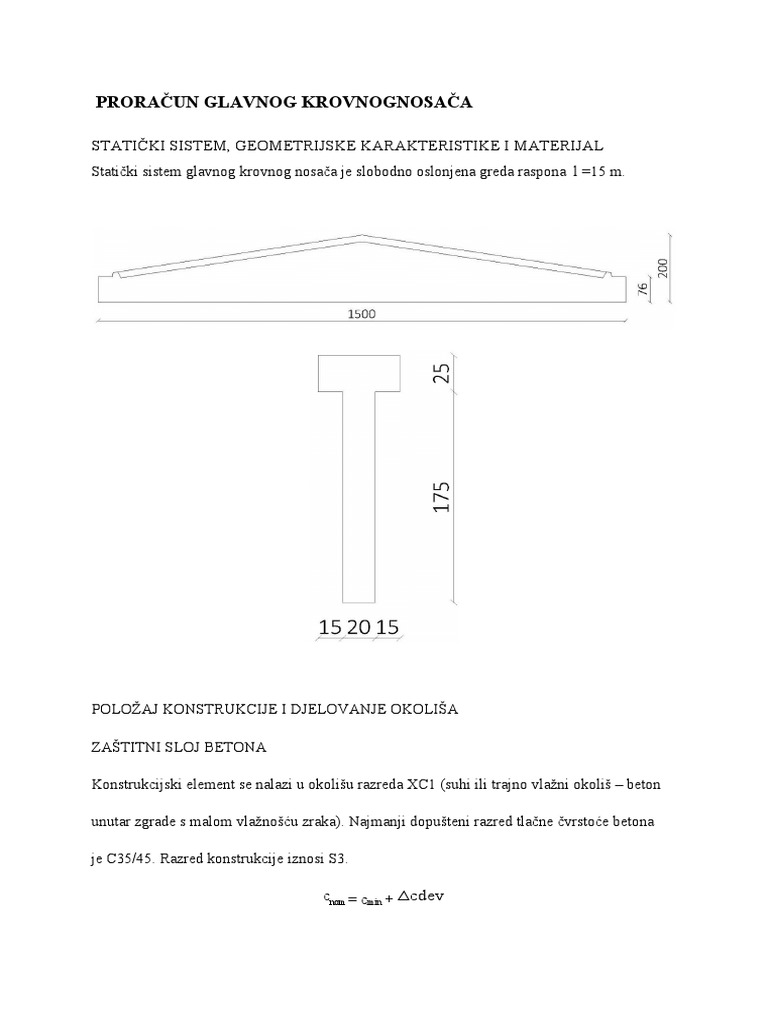Proracun Glavnog Nosaca | PDF
