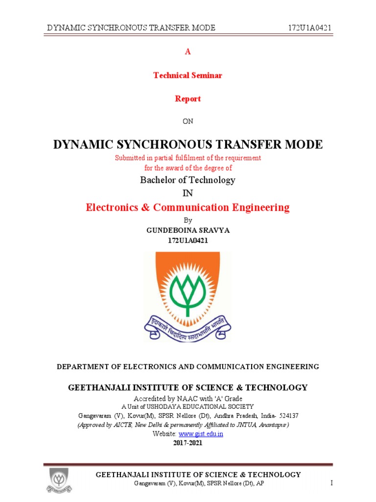 Dynamic Synchronous Transfer Mode: Electronics & Communication ...